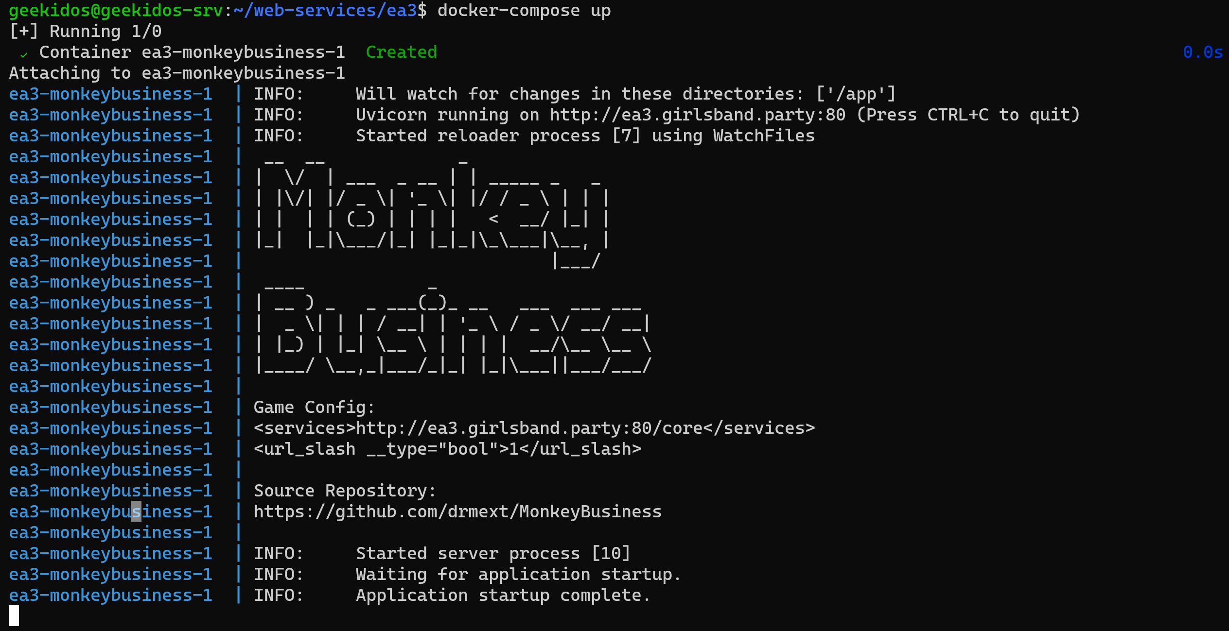 使用 Docker Compose 部署 MonkeyBusiness